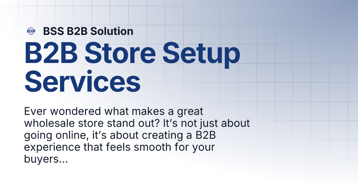 B2B Store Setup Services | BSS B2B Wholesale Solution