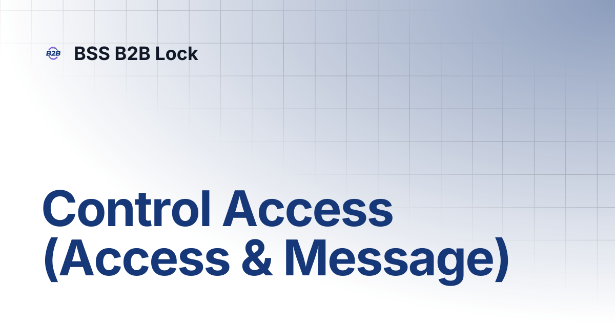 Control Access (Access & Message) | BSS B2B Lock